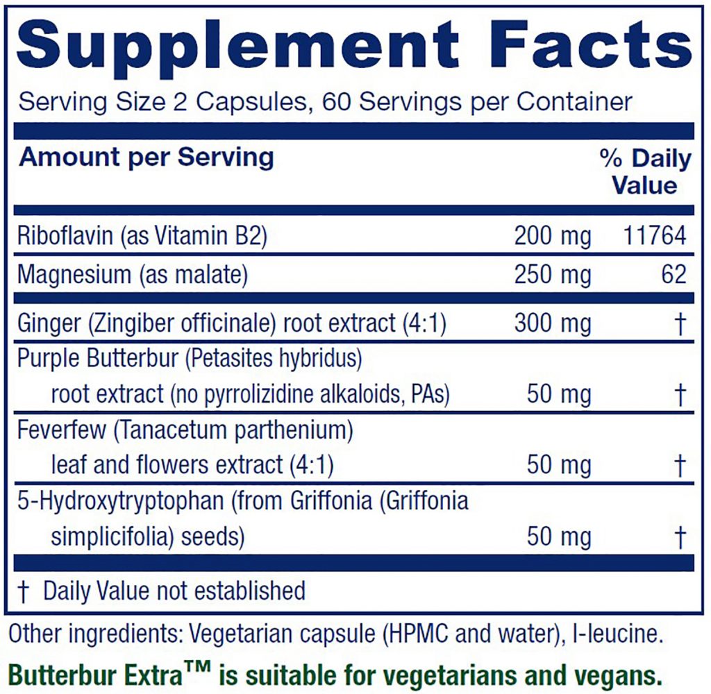 Butterbur Extra™ ~ Brain Chemistry & Vessel Support ~ 120 capsules ...