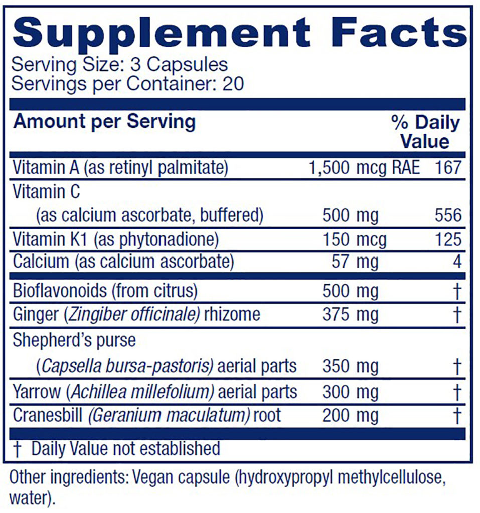 Slow Flow™ ~ Menstrual Flow Support ~ 60 capsules - VitanicaPro ...